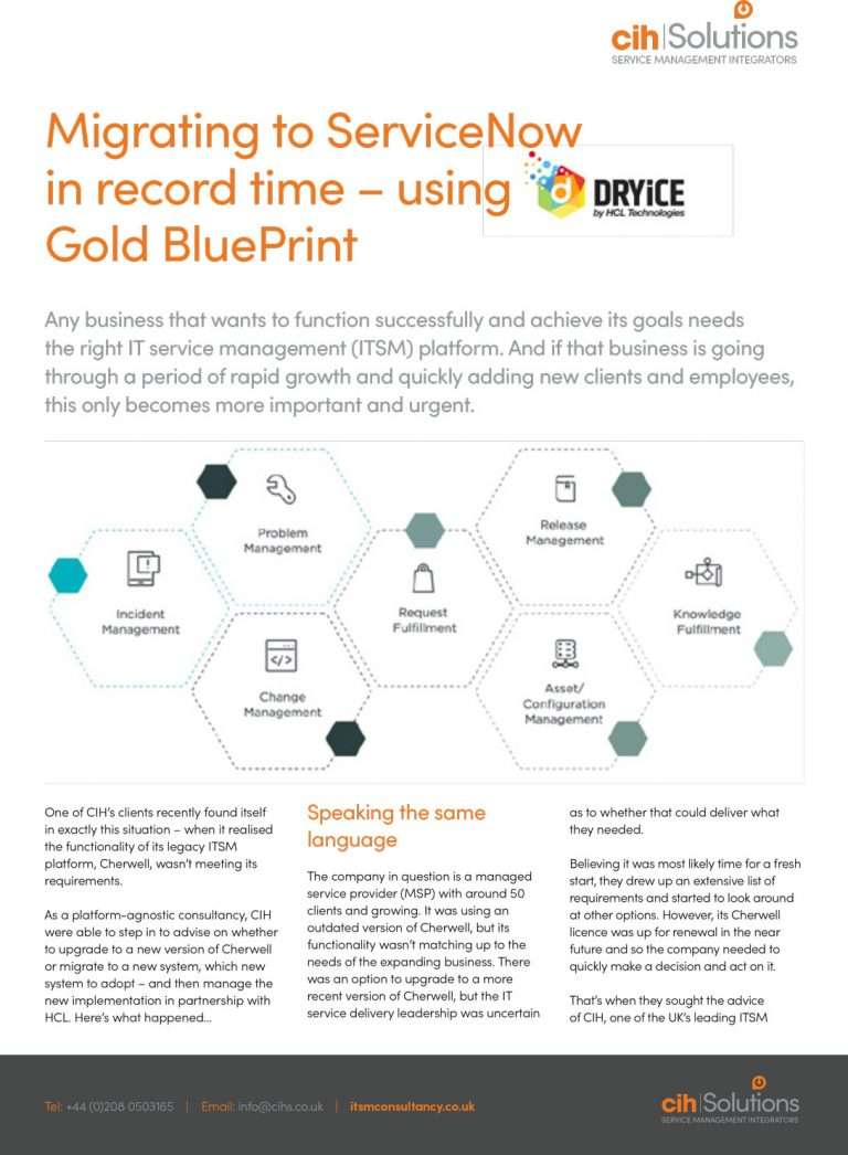 Migrating to ServiceNow in record time – using Gold BluePrint – CIH ...